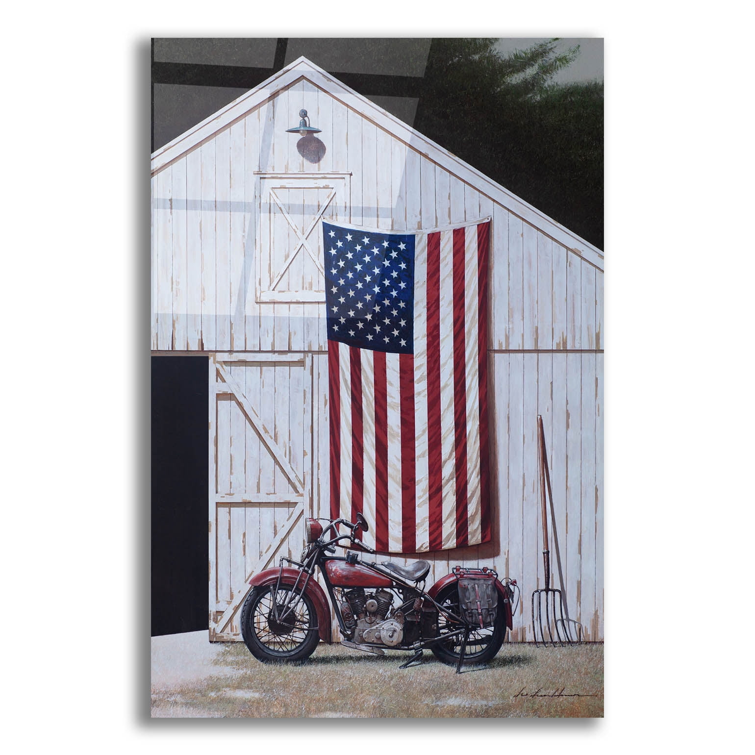 Epic Art 'Motorcycle Barn' by Zhen-Huan Lu, Acrylic Glass Wall Art, 12 ...
