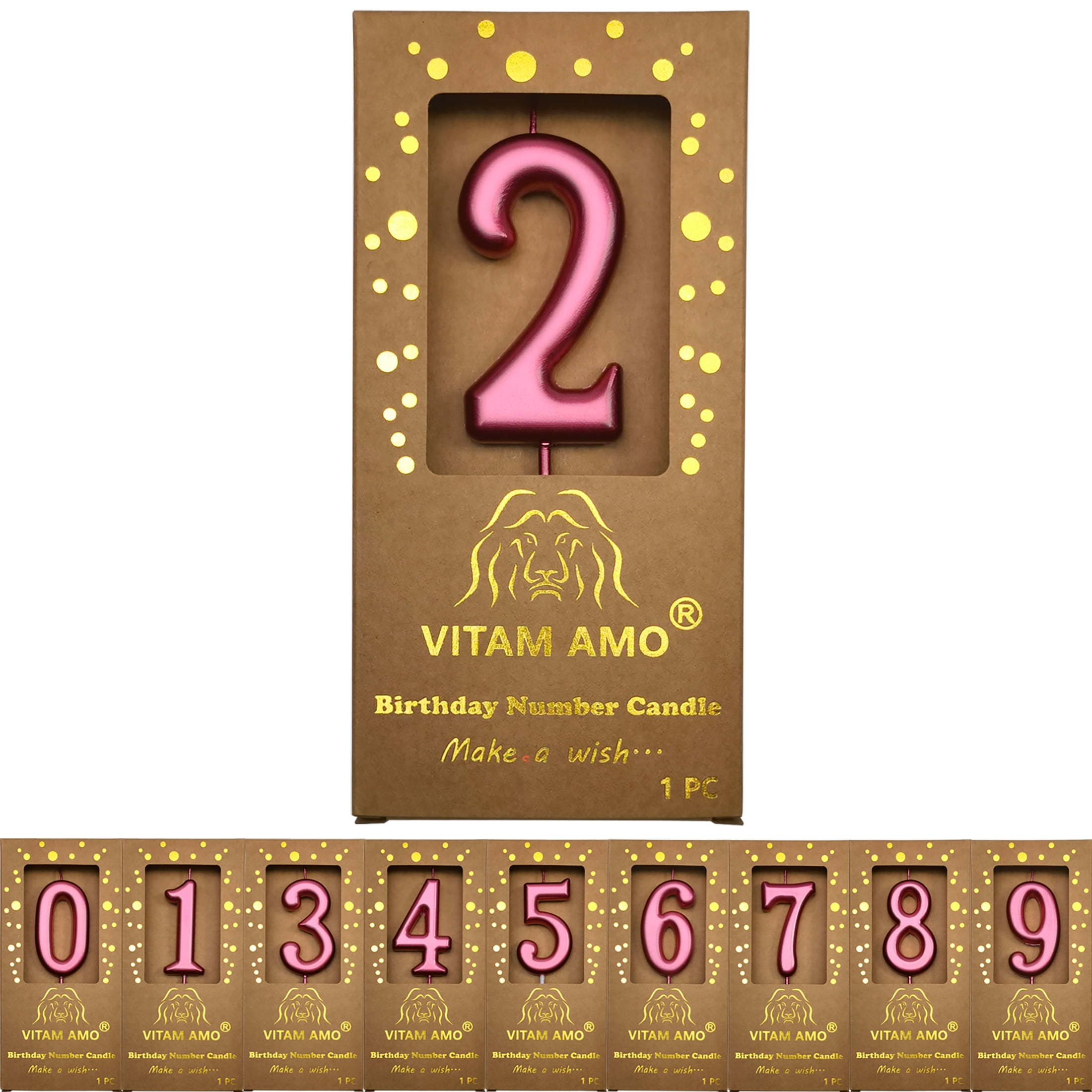 Cake Candles Vintage Style Burgundy Color Large Size Number Candles ...