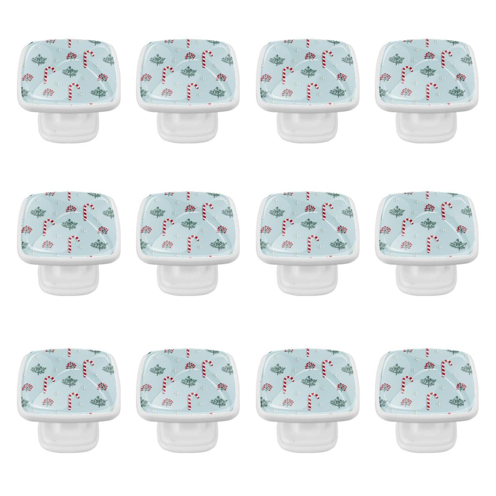 Ownta Square 12 Pcs Christmas Candy Canes Background Cabinet Door Knobs ...