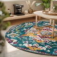 Bohemia Green Area Rug, Retro Boho Ethnic Farmhouse Flower Pattern Non ...