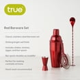 True 4-Piece Barware Set, Cocktail Shaker, Spoon, Jigger, Strainer, Red ...