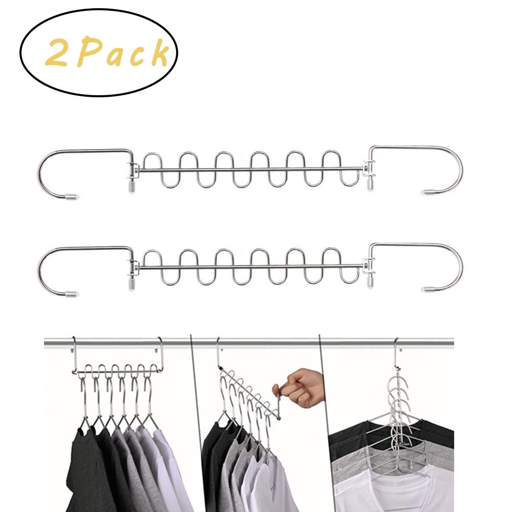 Dsseng 2 Pack Metal Space Saving Hangers - Stainless Steel Clothes ...
