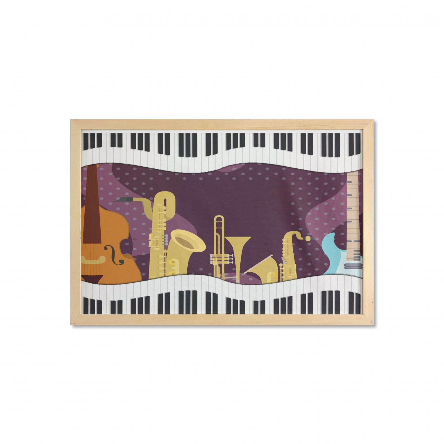 Opera Wall Art with Frame, Cartoon Musical Instruments with Piano ...