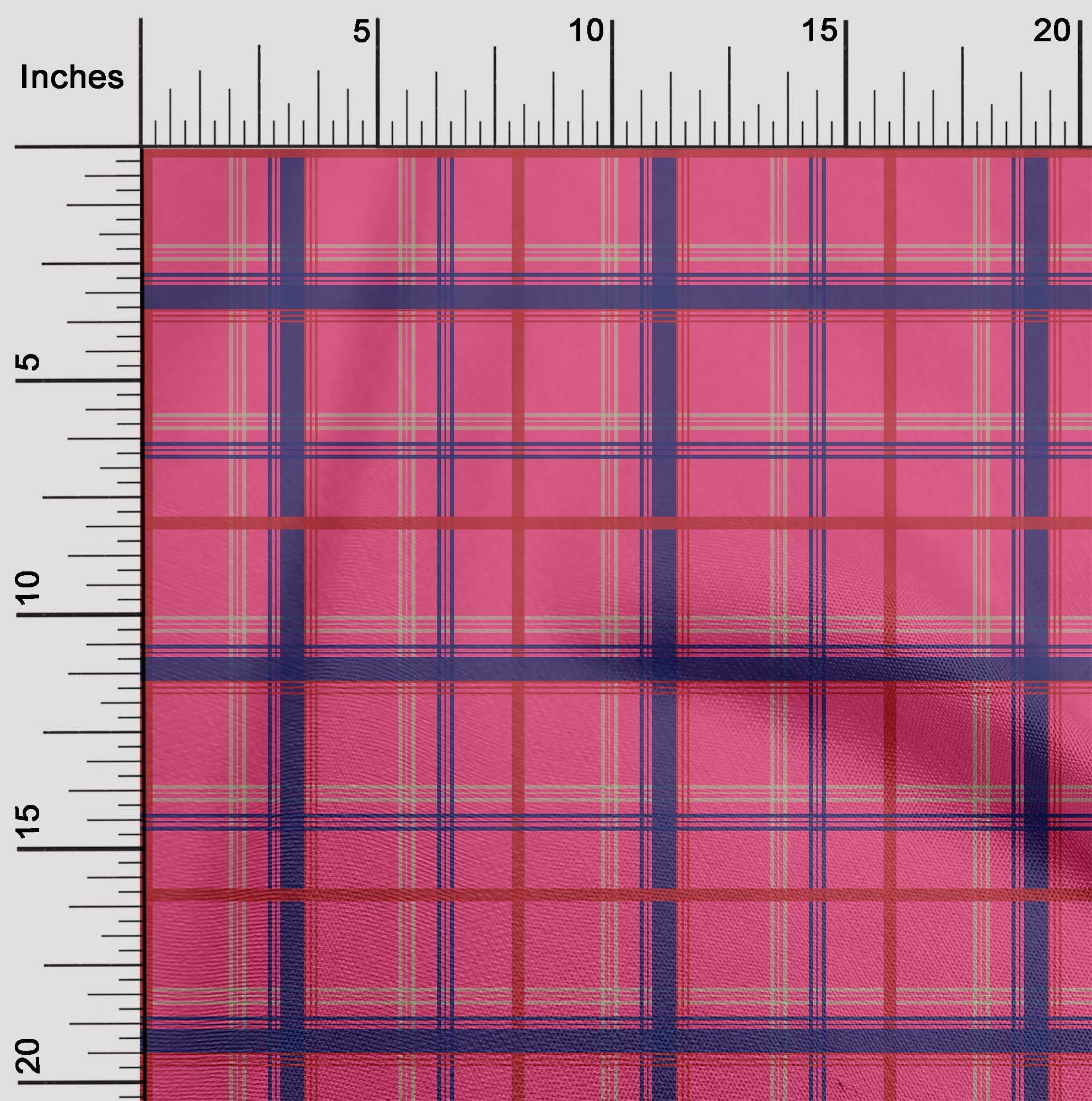 oneOone Cotton Jersey Dark Pink Fabric Madras Check Quilting Supplies ...