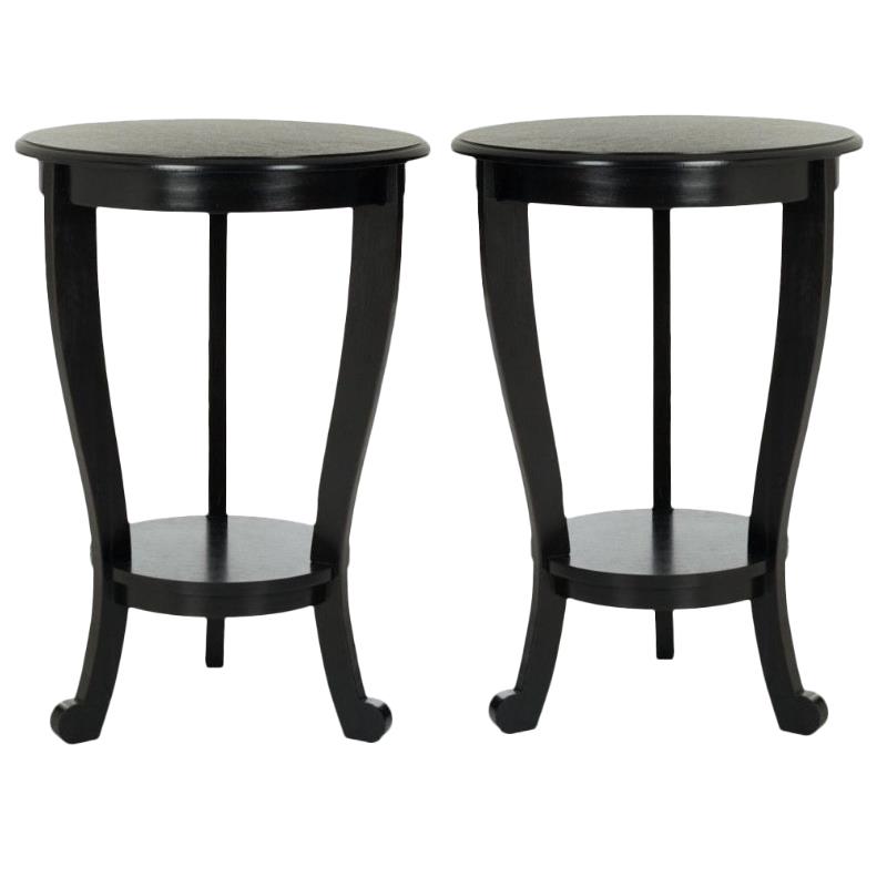 Home Square Wood Pedestal Side Table in Black - Set of 2 - Walmart.com