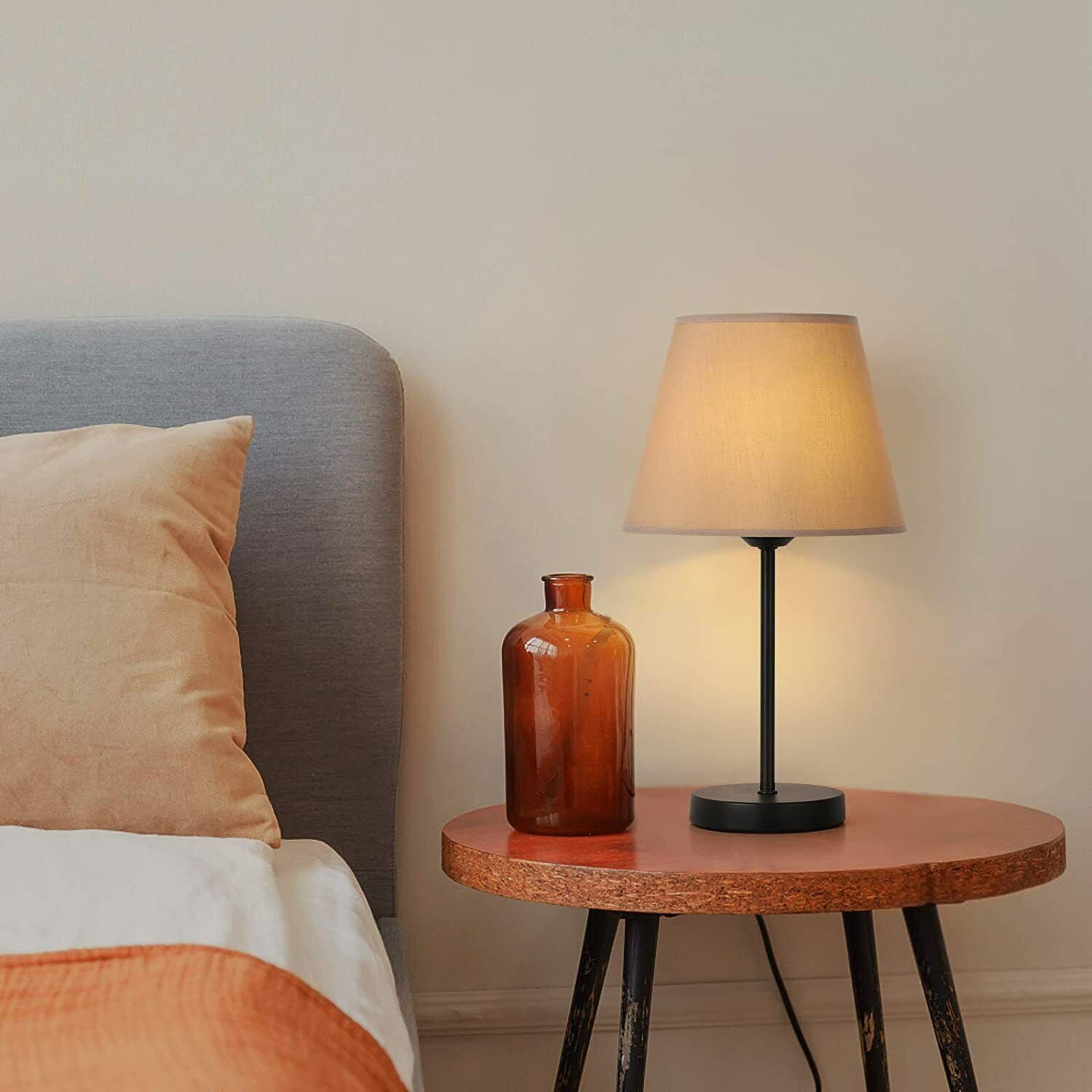 Moden Table Lamps - Small Bedside Nightstand Lamps Set of 2 with Fabric ...