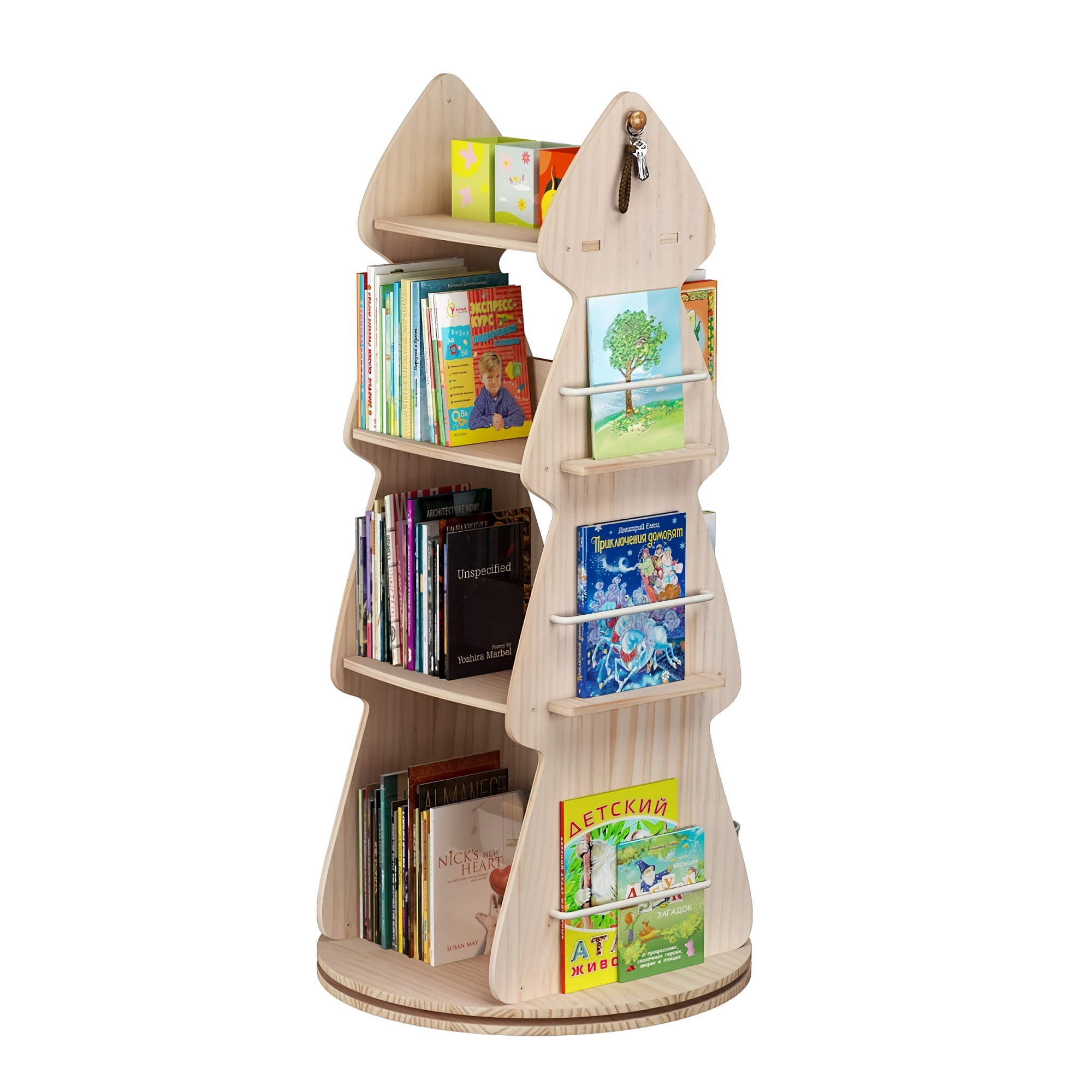 Click here for Toytexx 4-Tier Tree-Shaped Rotating Wooden Bookshe... prices