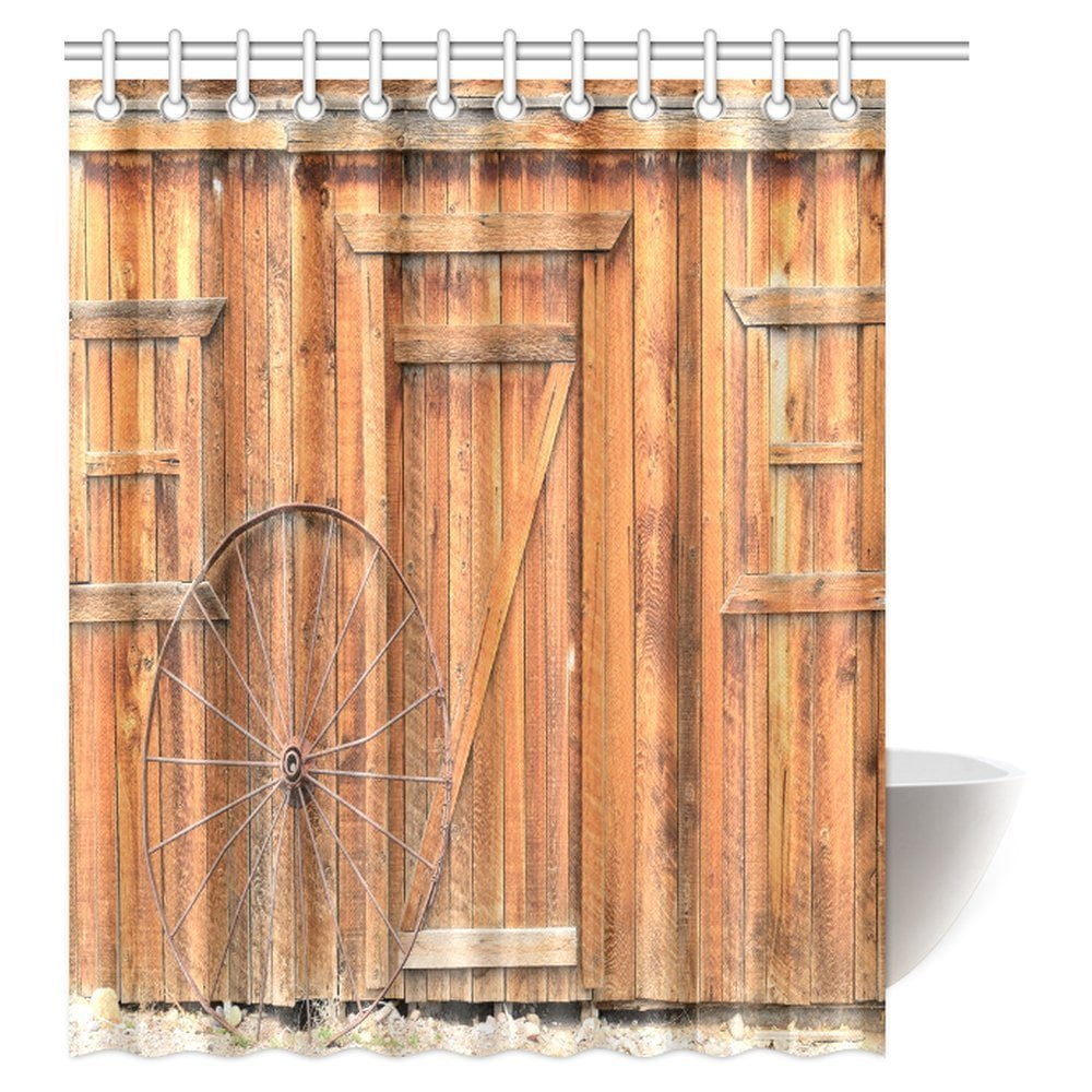 MYPOP Rustic Home Decor Shower Curtain, Ancient West Rural Town Rustic ...