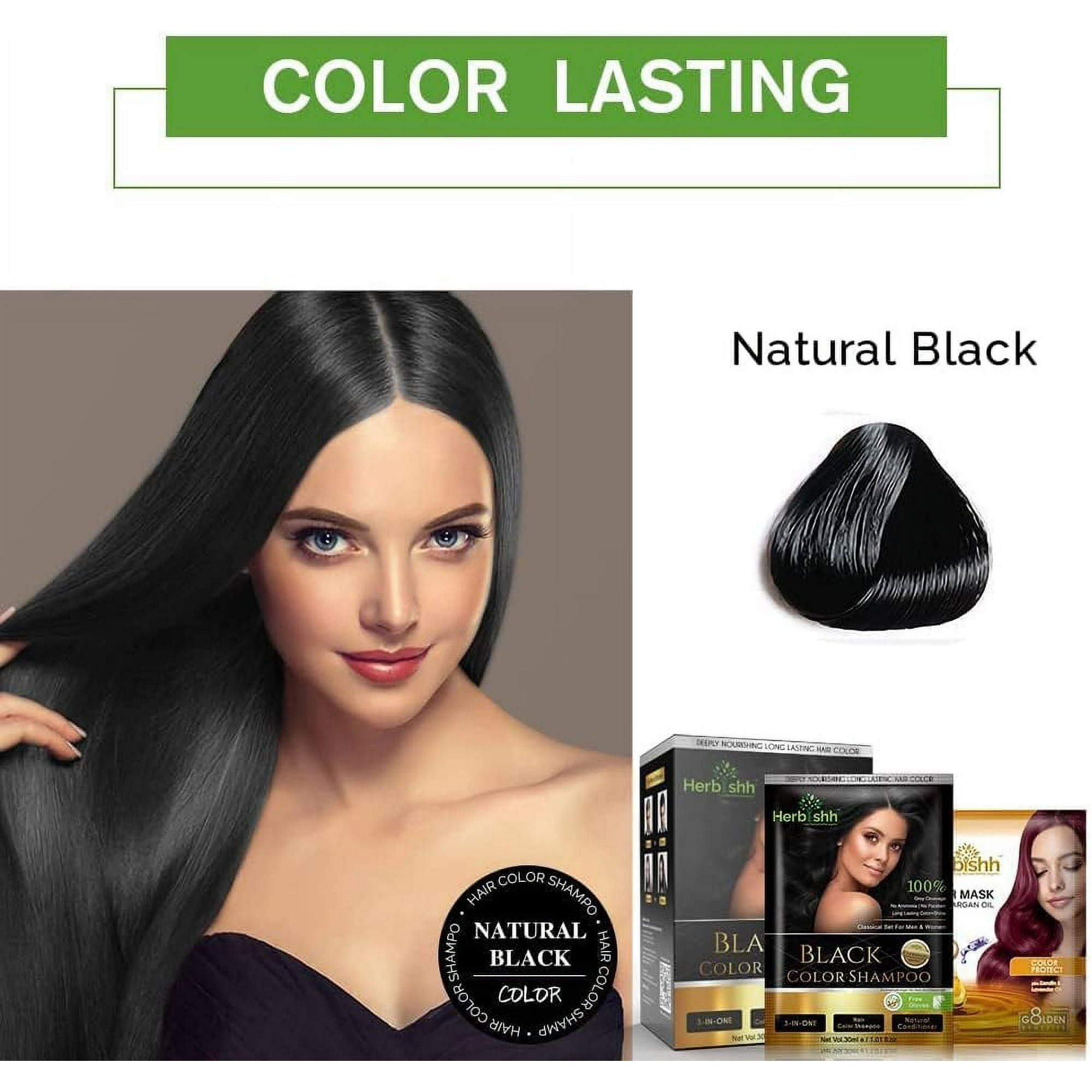 Click here for Herbishh Black Hair Color  Dye Shampoo With Argan... prices