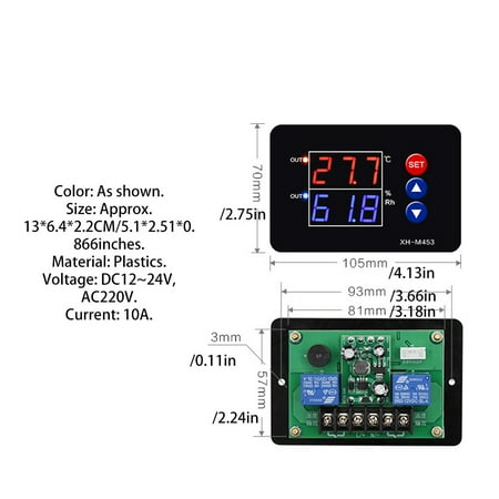 Thermostat Craftsmanship Dual Display AC110-220V 40W Humidity Regulator ...