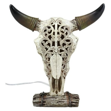 Rustic Western Plains Bison Buffalo Table Lamp on Sloped Rocks by Tree ...