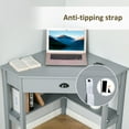 HOMCOM Corner Desk, Triangle Computer Desk with Drawer and Storage ...
