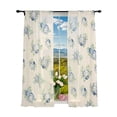 Blue Seashells Sheer Curtains for Living Room Bedroom, Coastal Vintage ...