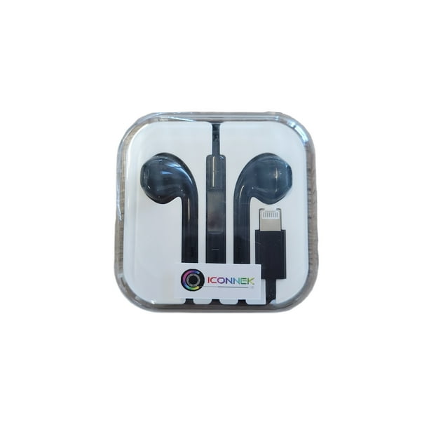 Iconnek - Wired In-Ear Headphones with Lightning Plug, Built-in Microphone and Remote, Black ...