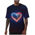 BRGZLK Men American Flag T-Shirt Summer Funny Cute Heart Print ...