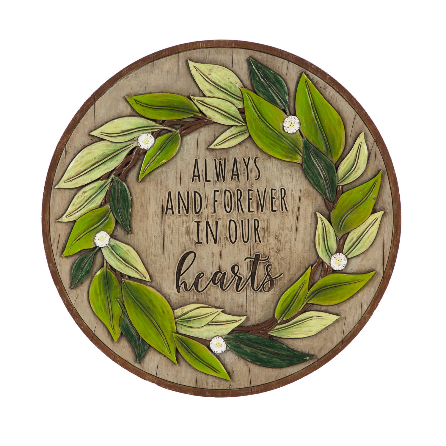 Evergreen 10.75" Memorial Garden Stone, Wreath, 10.6'' x 3.3'' x 3.3 ...