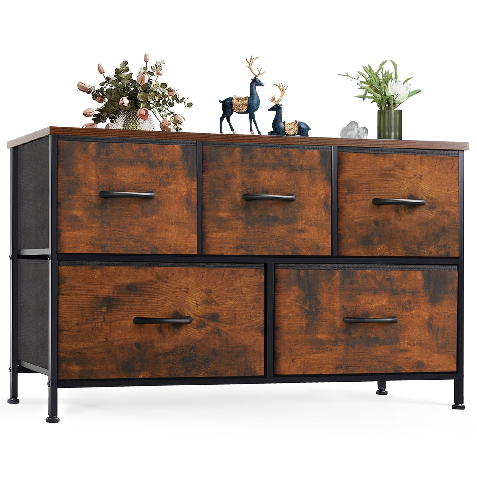 EDX Commo à 5 Tiroirs en Tissu, Petite Armoire de Rangement pour Salon ...