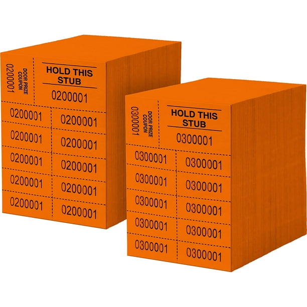 Auction Tickets - 1000 Sheets - 10 Numbers per Sheet (Orange) - Walmart.com