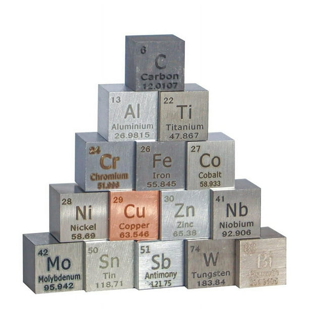 15 Piece Elements Square Set 10mm Density Square Metal Periodic Table ...