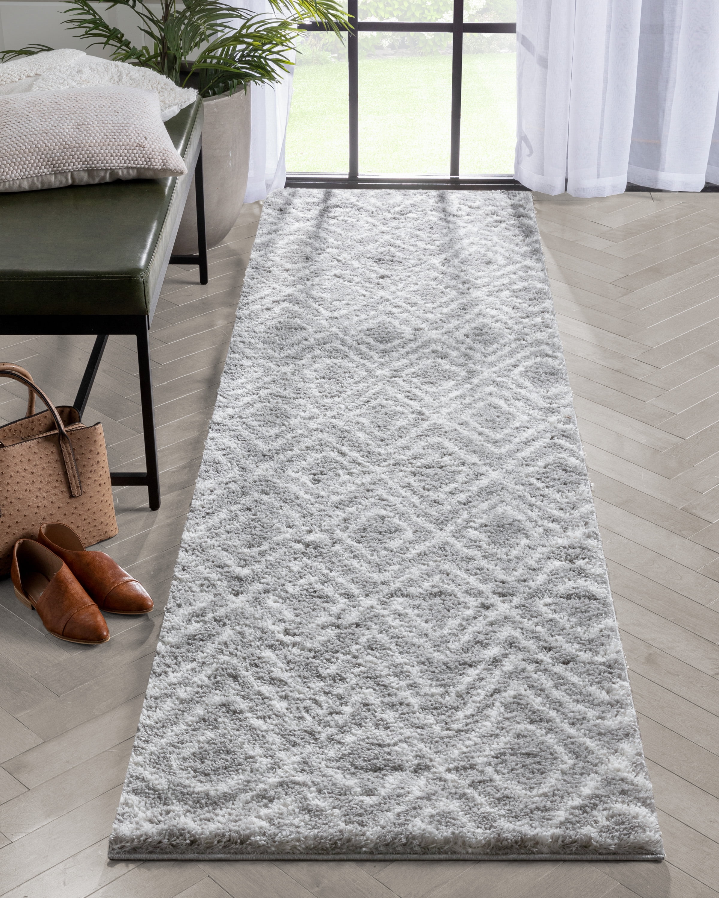 Well Woven Langone Grey Super Thick & Soft Tribal Diamond 3x10 (2'7" x ...