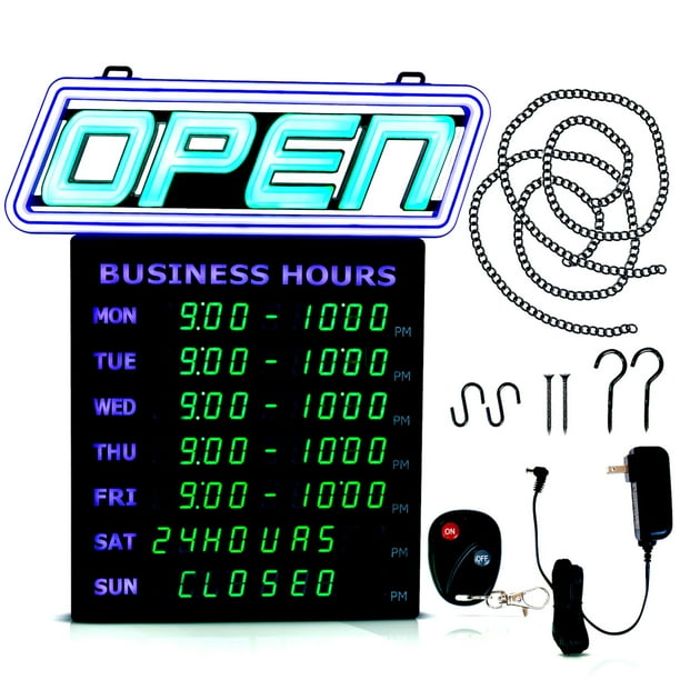 Led Open Sign with Business Hours – Stand Out with 1000’s Color Combos ...