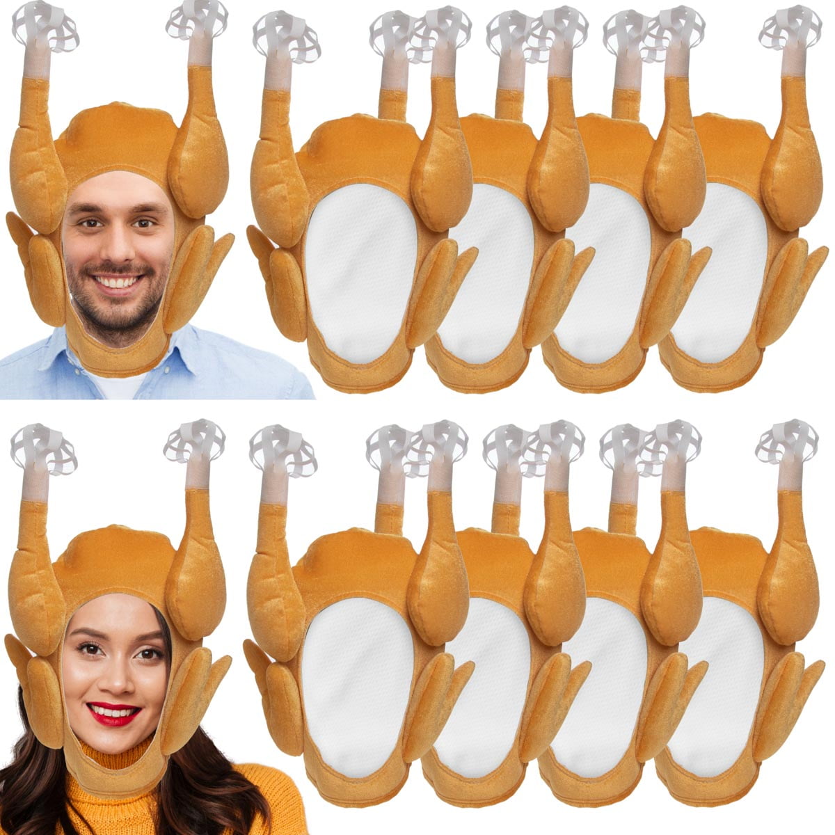 Simply Genius (10 Pack) Full Face Turkey Hat for Thanksgiving ...