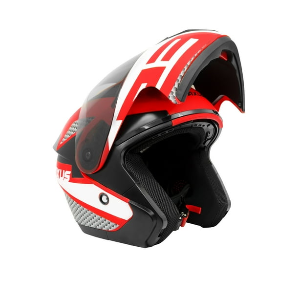 CASCO Abatible, doble visor, DOT AXUS 23 SPORTS XL Rojo/Blanco | Bodega ...