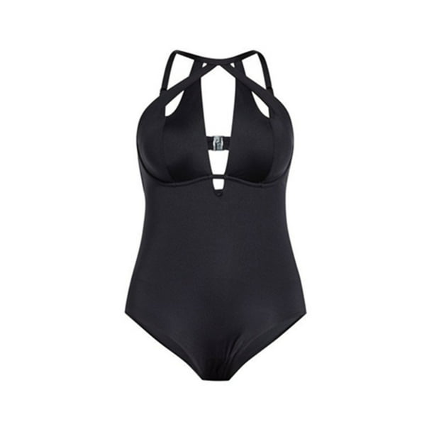 Kojooin Women Swimsuit Solid Color One-piece Sexy Swimsuit With Chest ...