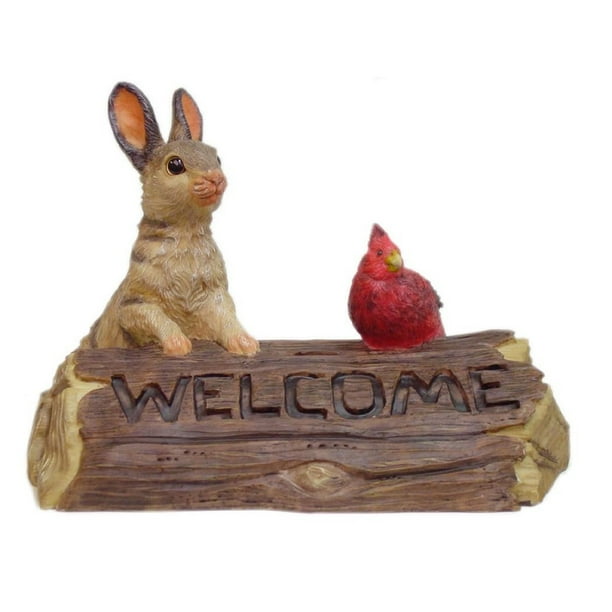 Homestyles 15"L Bunny Rabbit and Cardinal Bird Welcome Sign Home ...