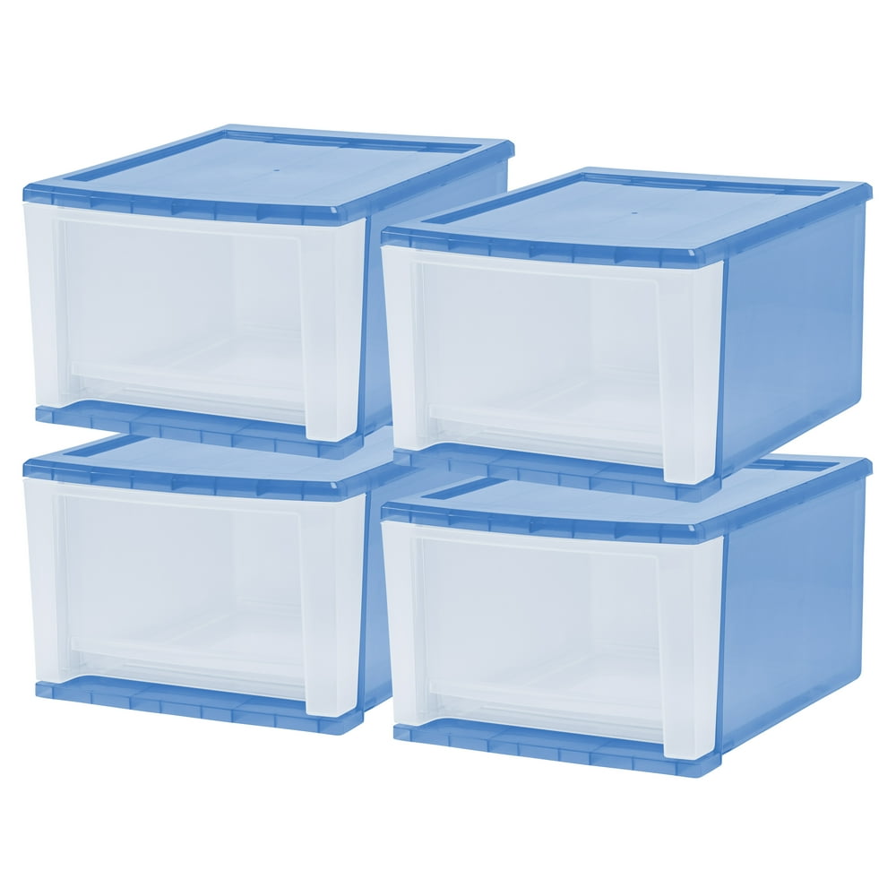 Iris Usa 17 Quart Stacking Drawer 4 Pack Navy Blue