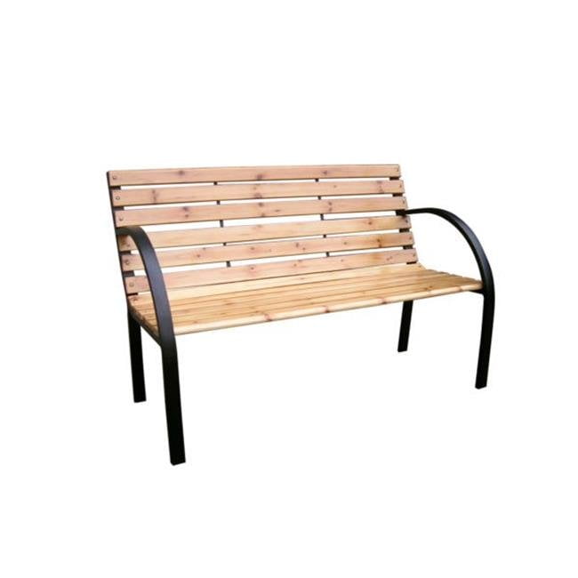 Solid Wood & Steel Park Bench - Pack of 2 - Walmart.com