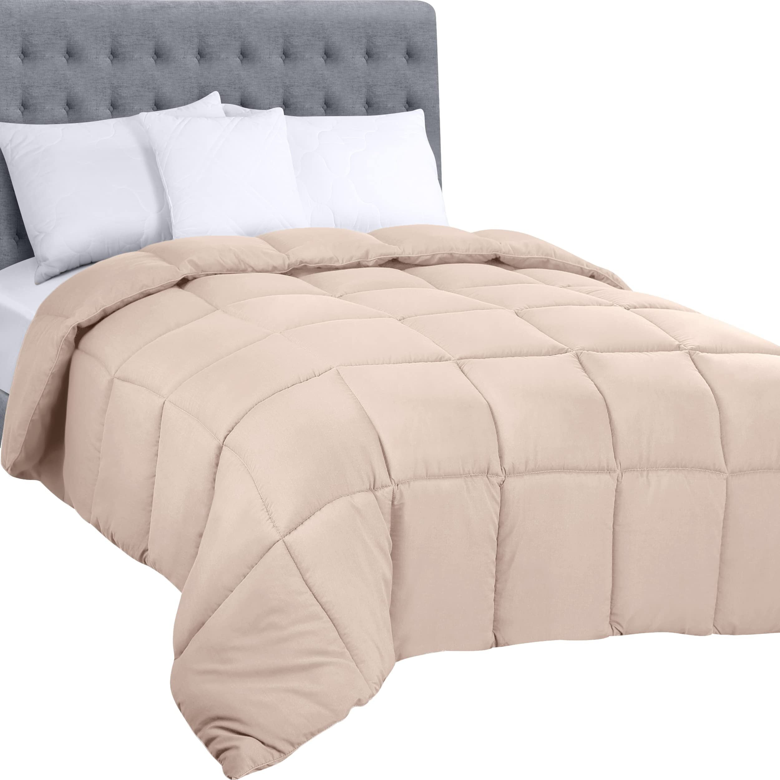Wulful Beige Queen Comforter ,All Season Goose Down Alternative Cooling ...