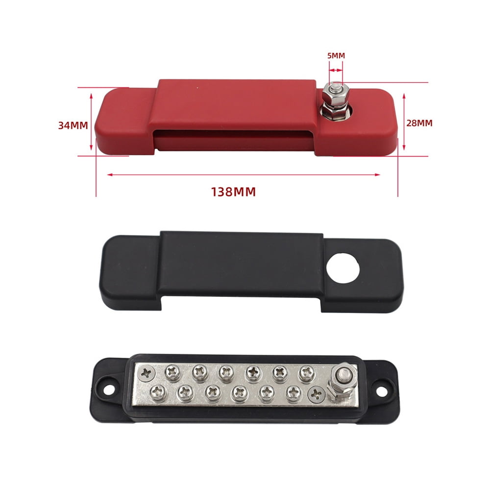 12-Way Busbar+Protectiver Case +16x Terminals Kit Wire Connector For ...