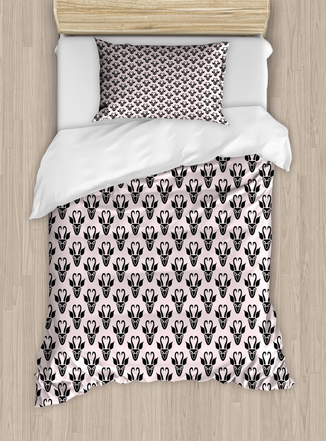 Antelope Duvet Cover Set Twin Size, Monochrome Pattern with Abstract ...
