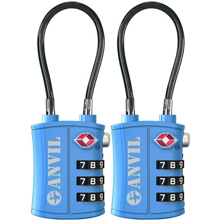 ANVIL TSA Approved Cable Luggage Locks 3 Digit Combination Padlock with ...