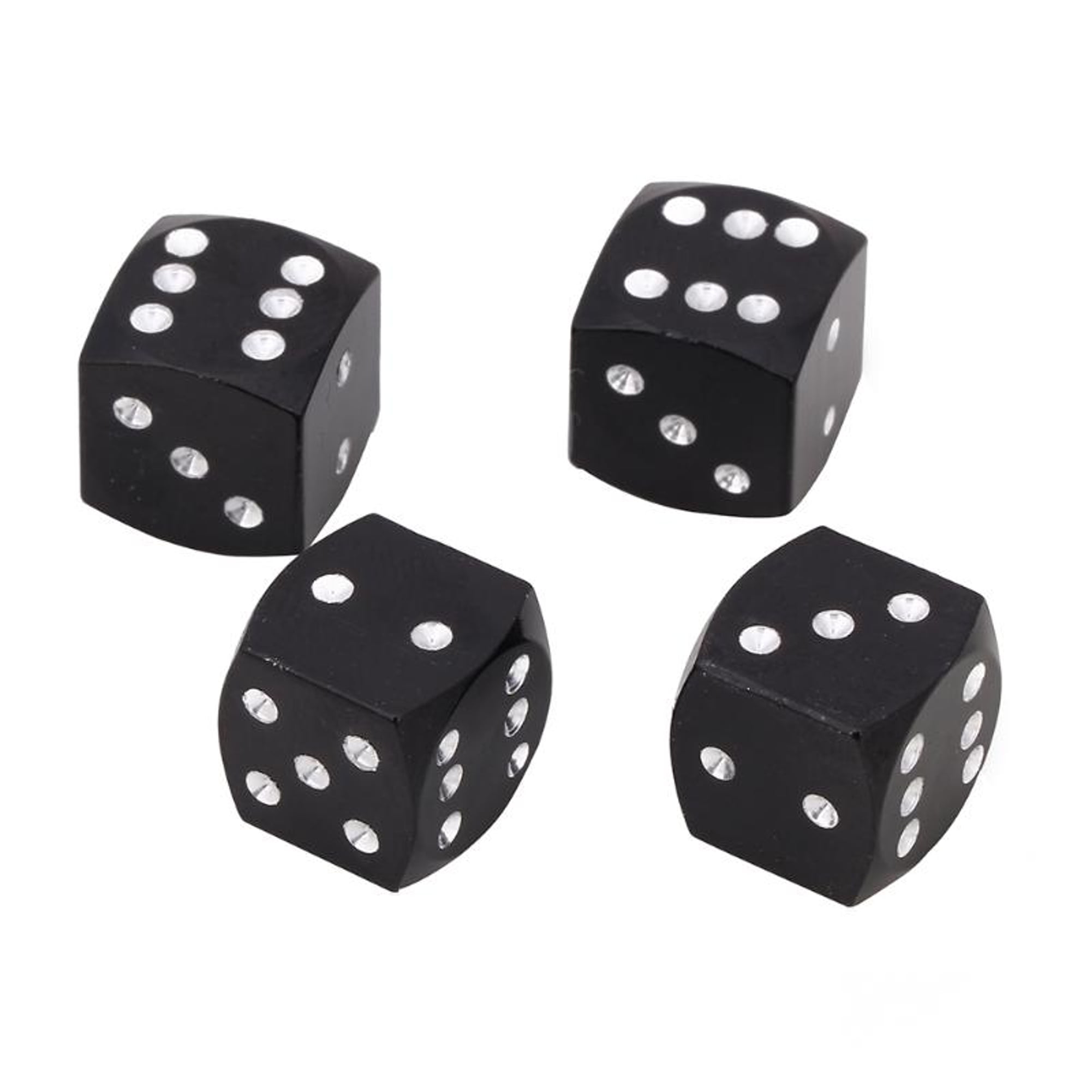 (4) Black and Silver Dice Tire Wheel Valve Stem Covers Caps Gambler ...