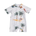 Boys Ocean Life Print Short Sleeve Half Zip One Piece Swimsuit Summer ...