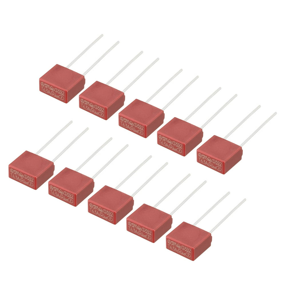 10Pcs DIP Mounted Miniature Square Slow Blow Micro Fuse T6.3A 6.3A 250V ...