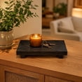 Black Wooden Display Stand Elevated Rectangular Tray With Legs For Home ...