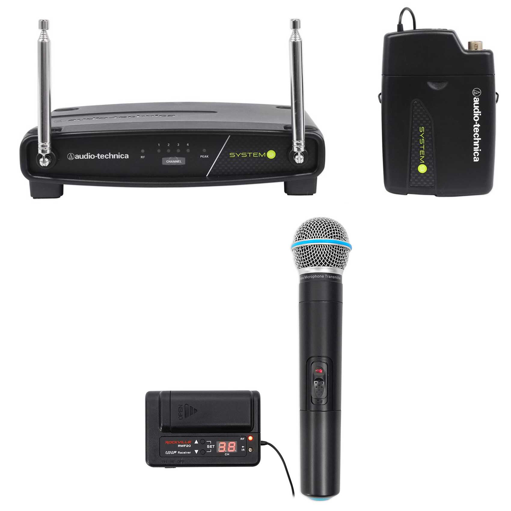 Audio Technica ATW-901/H92 System 9 VHF Wireless Headset Microphone ...