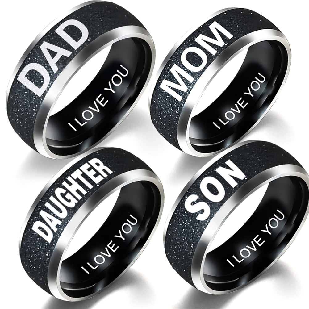Fashion Mom Dad Daughter Son Letters Band Stainless Steel Family Member ...