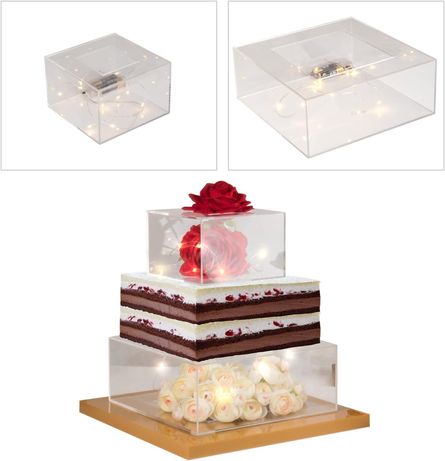 Soporte para pastel rellenable de acrílico cuadrado transparente con ...