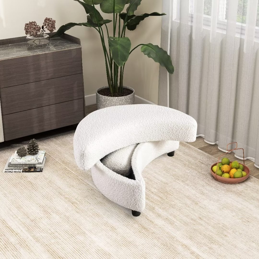 Storage Ottoman,Half Crescent Moon Ottoman with Tray Serve As Side ...