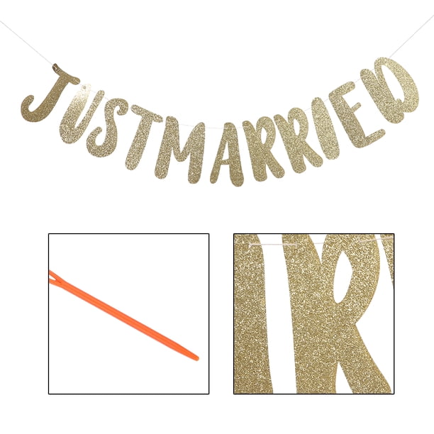 Banderines con letras, banderines con la frase RECIEN CASADOS ...