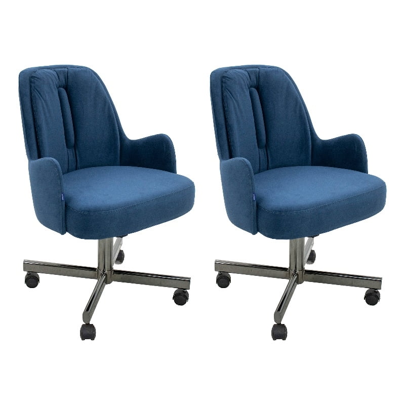 Chromcraft Fabric Dining Upholstered Caster Chair in Antonio Navy (set ...