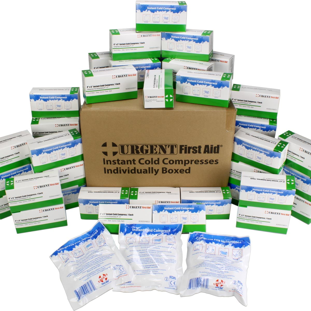 Case of 50 Individually Boxed Instant Cold Packs, 5" x 6" (4"x5" cold ...