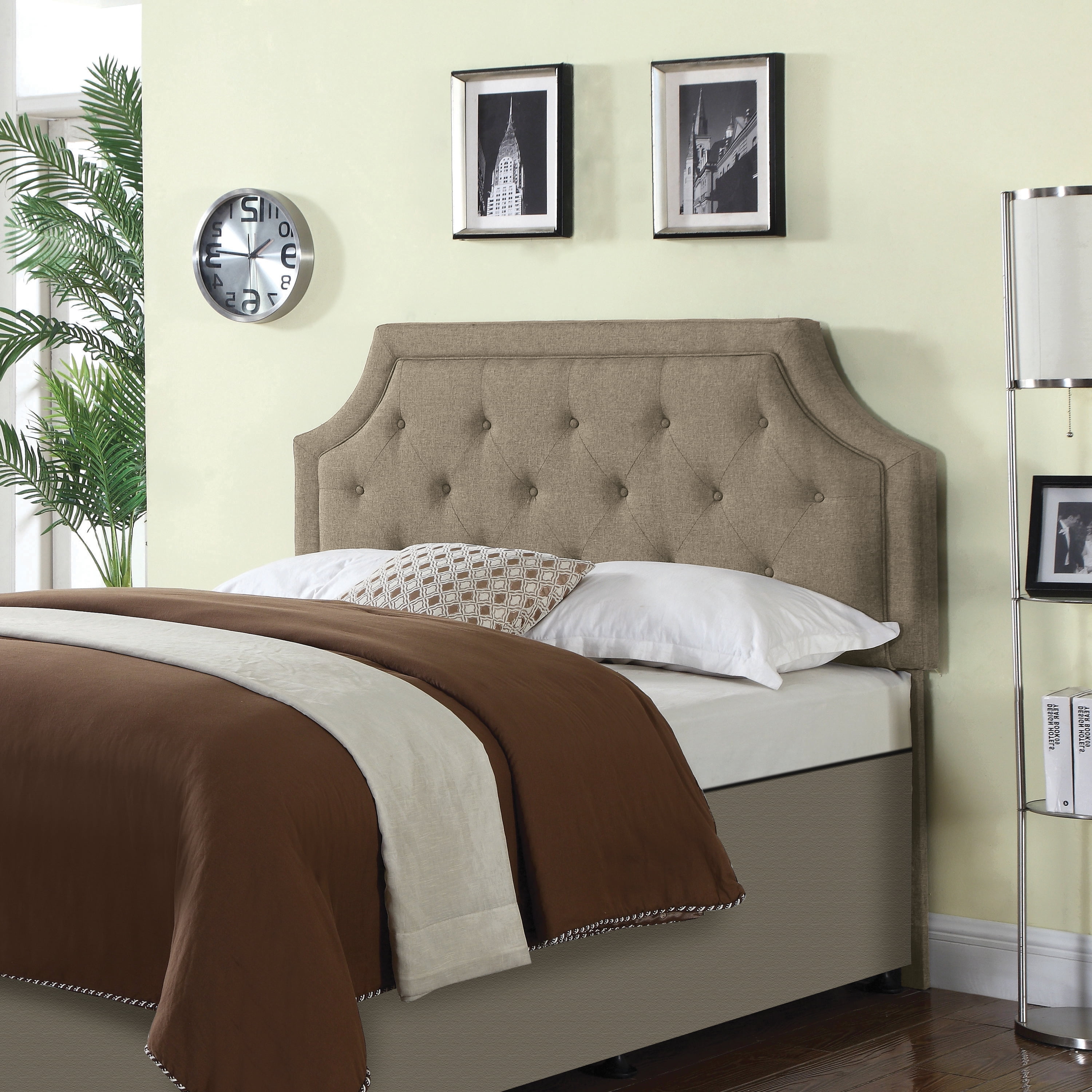 Rutherford Queen And Full Tufted Upholstered Headboard Mushroom