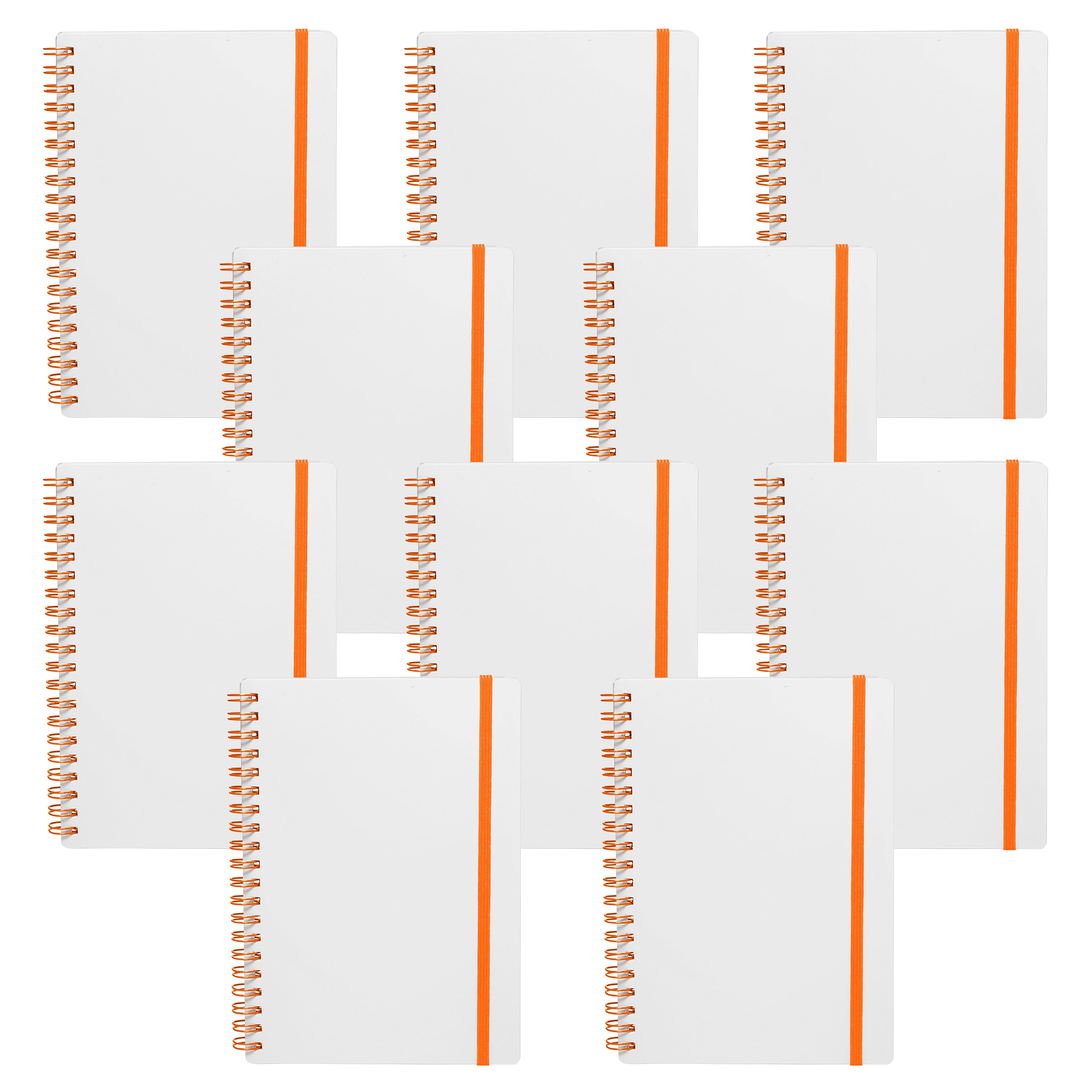10 White Spiral Notebooks with Elastic Band Pack - 80 lined pages ...