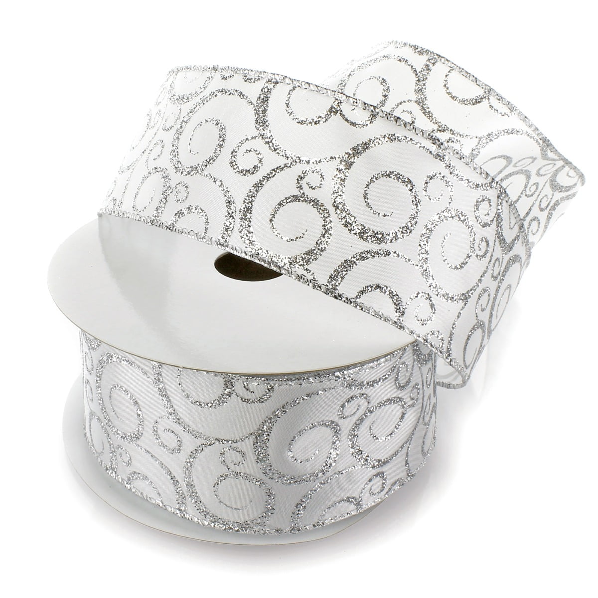 Ribbon Traditions Glitter Swirl Scrolls Wired Ribbon 2 1/2" by 25 Yards ...