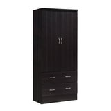 Hodedah Two Door Wardrobe with Two Drawers and Hanging Rod, Chocolate ...